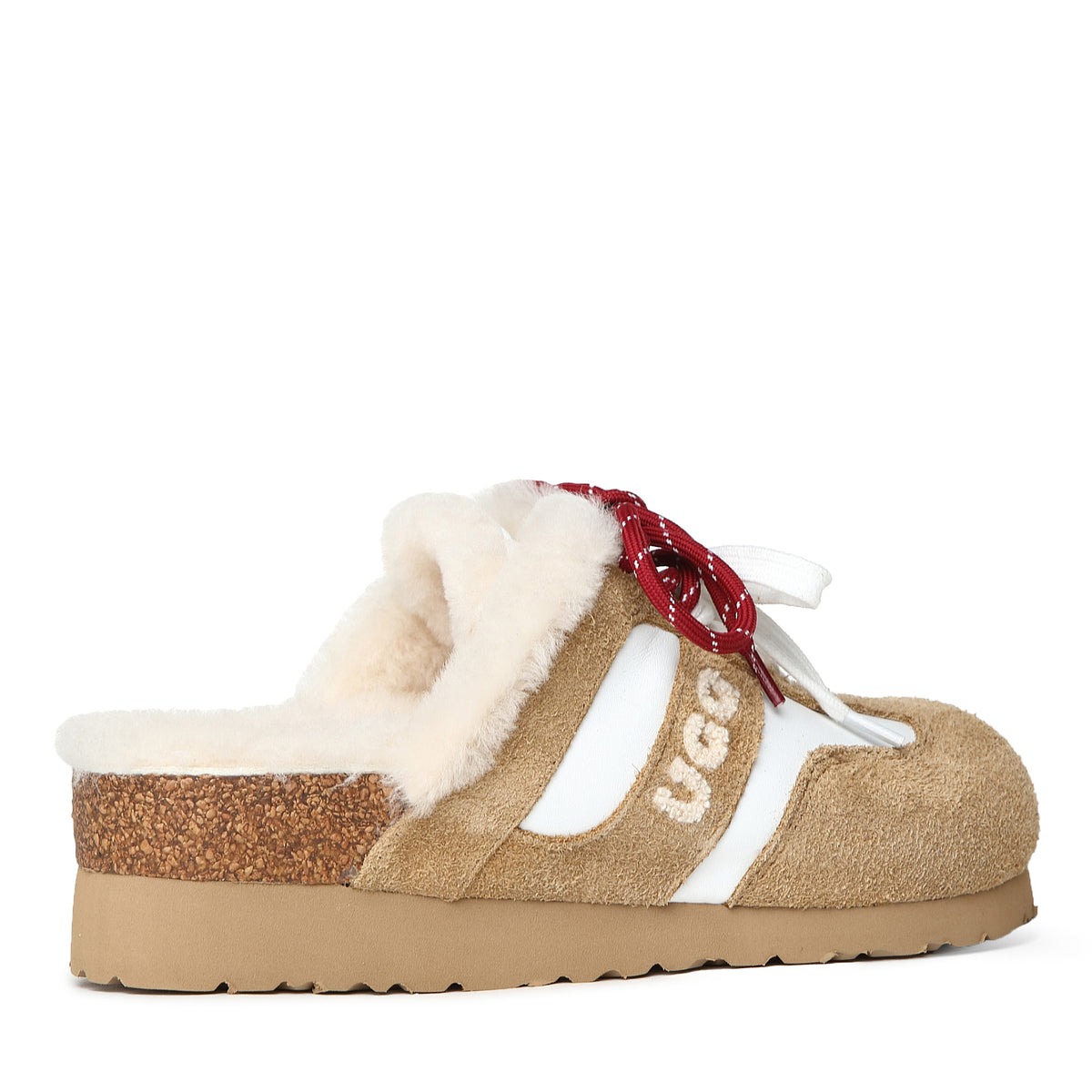 Platform Slippers Lace Uggs | Sheepskin Lined Lace Detail